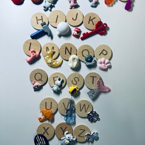 Wooden Alphabet Letters WITH OBJECTS -montessori Letter Rounds-english ...