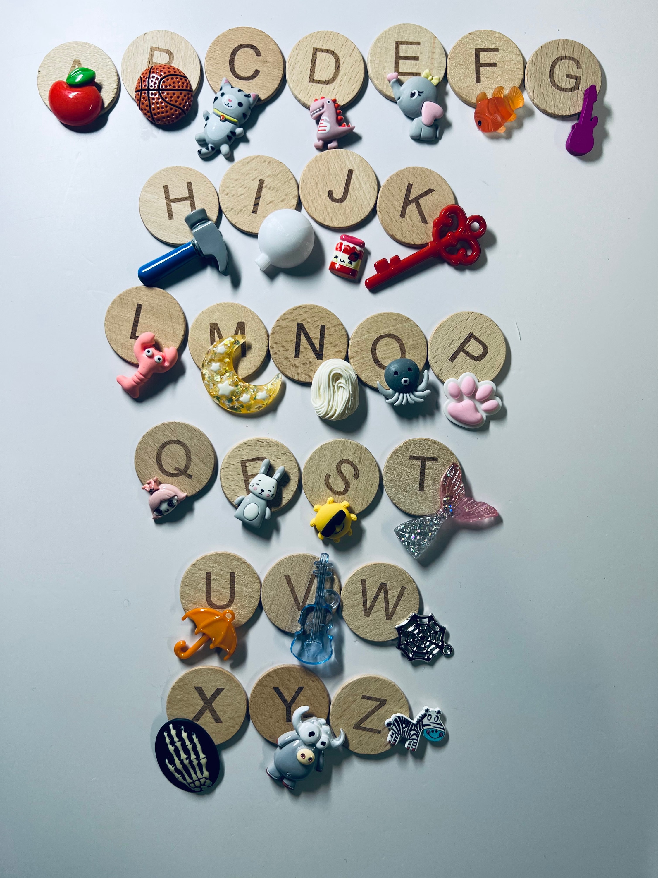 Wooden Alphabet Letters WITH OBJECTS montessori Letter Rounds-english ...