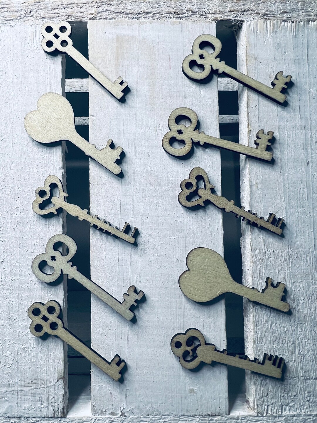 Miniature Wood Keys - Skeleton Key Objects Wood Cut Shapes Minis for ...