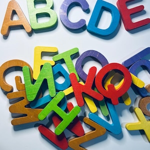 Jumbo Wooden Alphabet Letters in Carrying Bag - Set of 26 Wood Alphabet ...