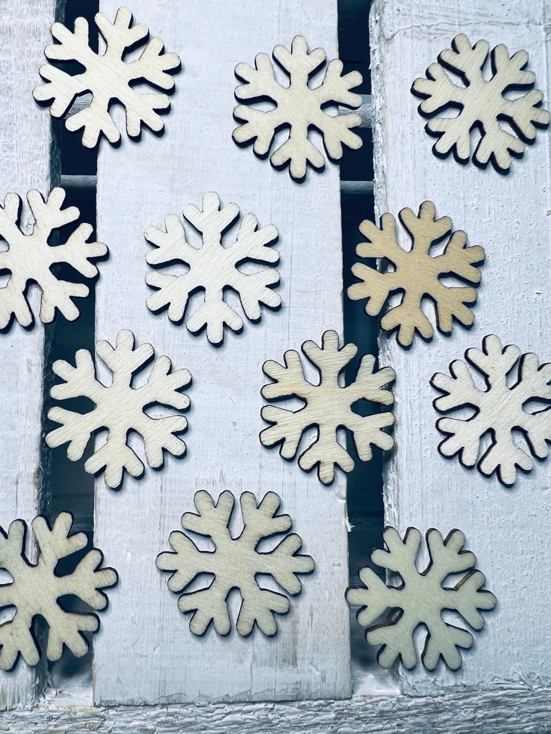 Miniature Snowflake Woodcut Shape Bundle of 3 Snowflakes Montessori ...