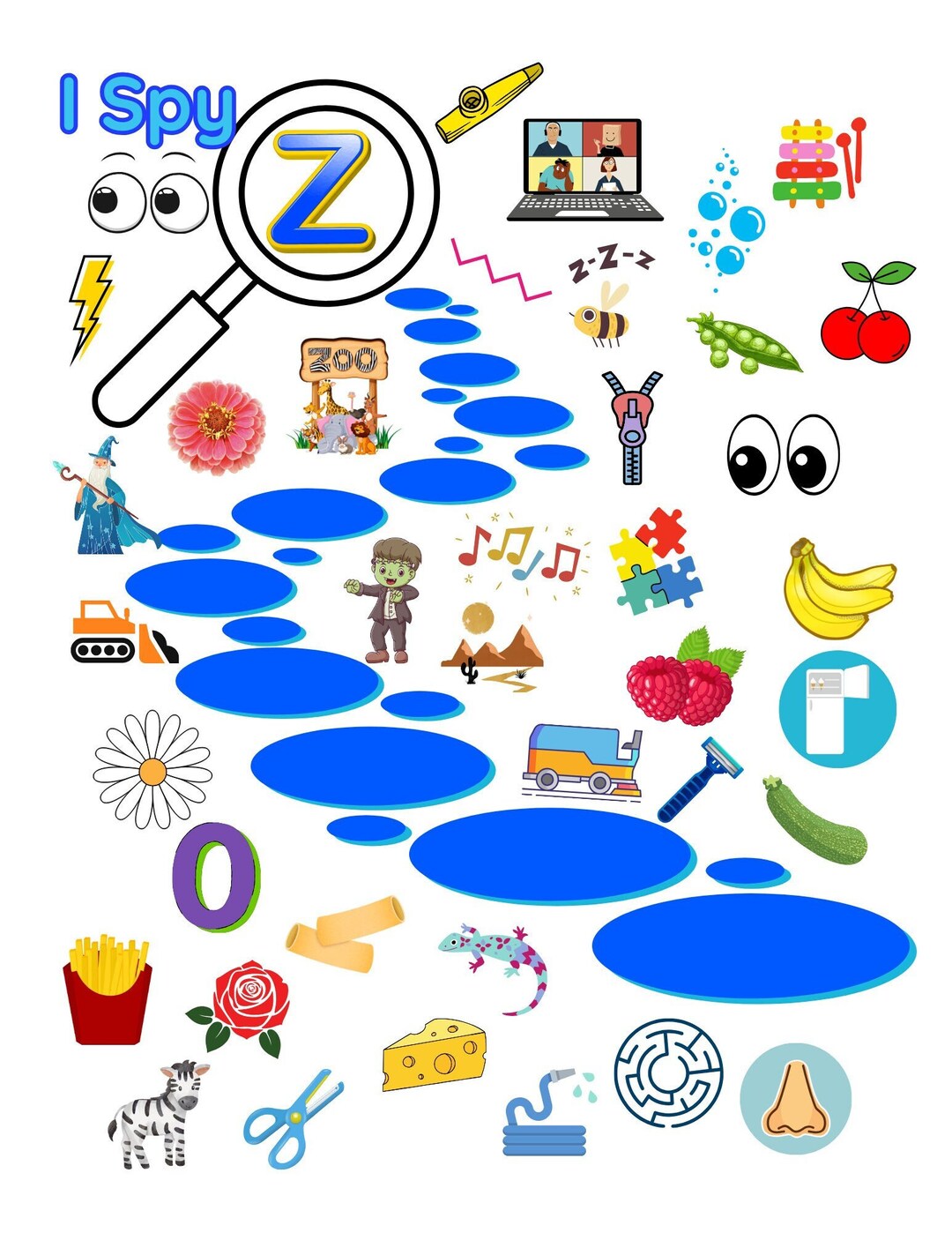 Speech Therapy I Spy Z Sound Worksheet I Spy Activity Letter Z ...