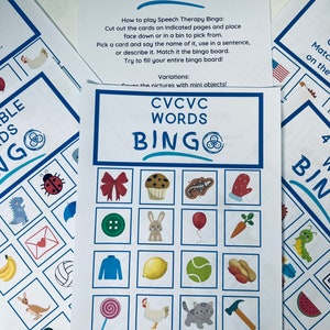 Apraxia Speech Therapy Bingo Boards for Cvcvc-multi Syllable Words ...