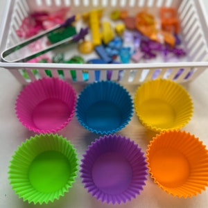 Color Sorting Color Matching-mini Objects With Tray Tongs-sorting Cups ...