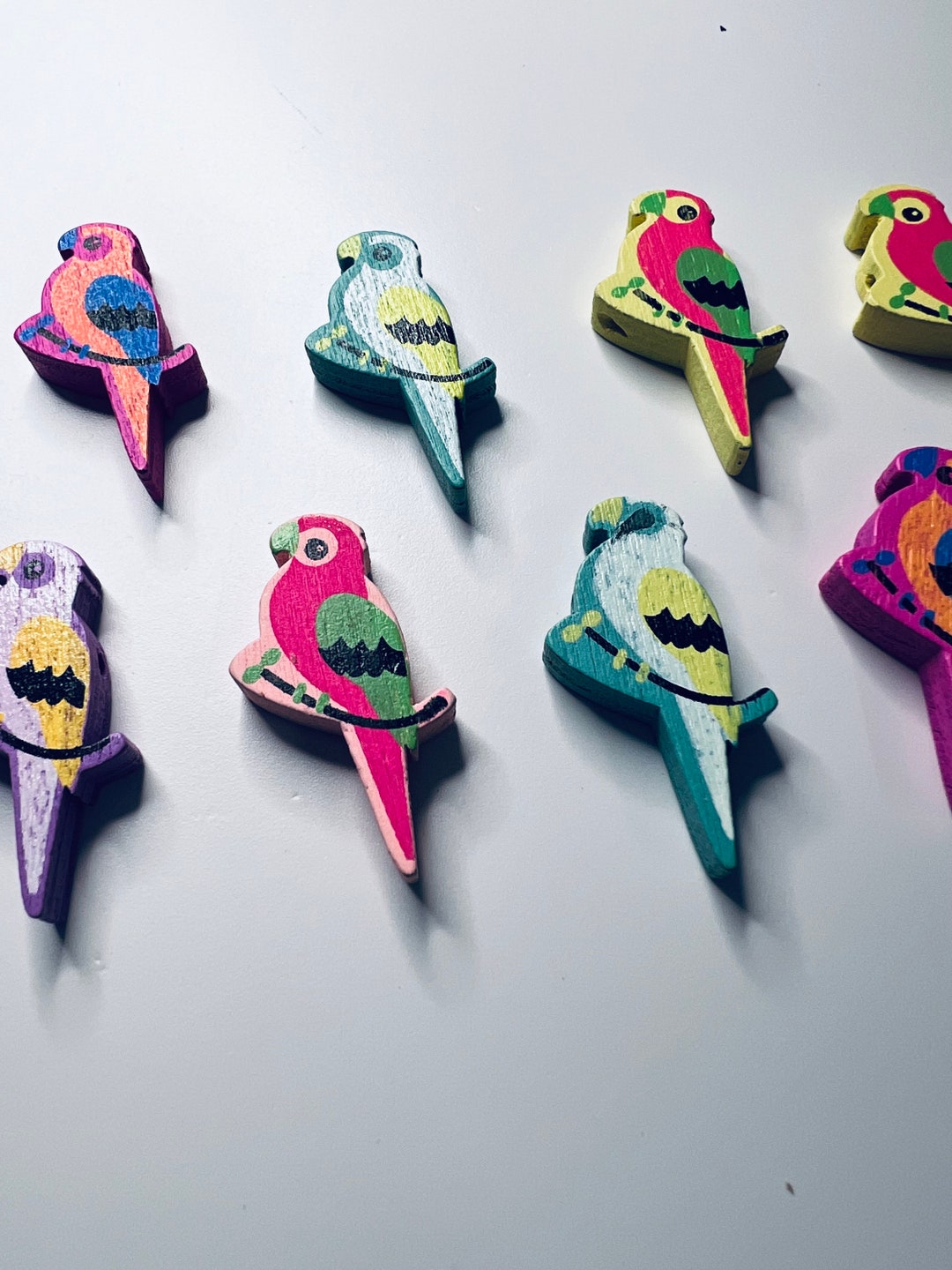 Mini Bird Object Wood Bird Beads Parrot Trinket Bead Mini Objects ...