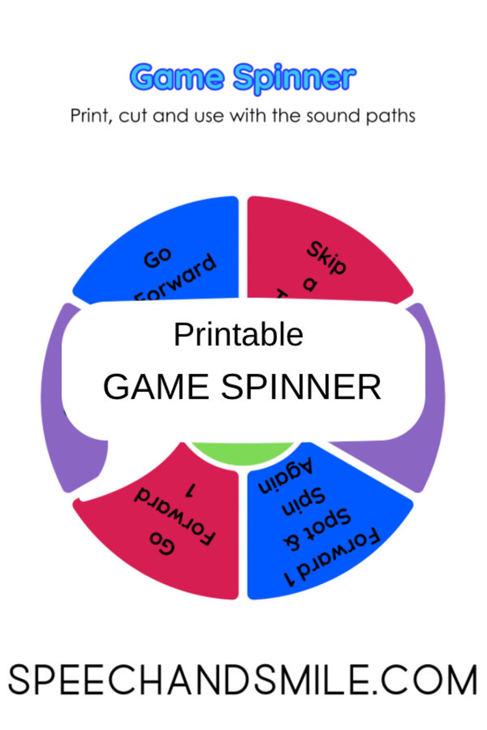 Game Spinner Printable Game Pieces - Speech Therapy Printable ...