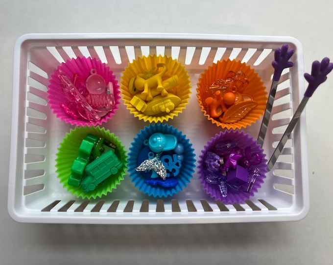 Color Sorting Color Matching-mini Objects With Tray Tongs-sorting Cups ...
