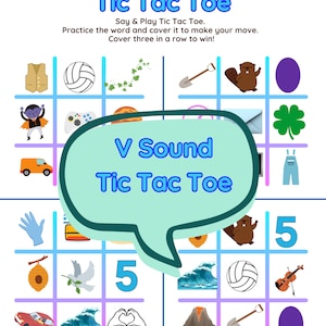 V Sound Tic-tac-toe PRINTABLE Speech Sounds Tic-tac-toe Print and Play ...