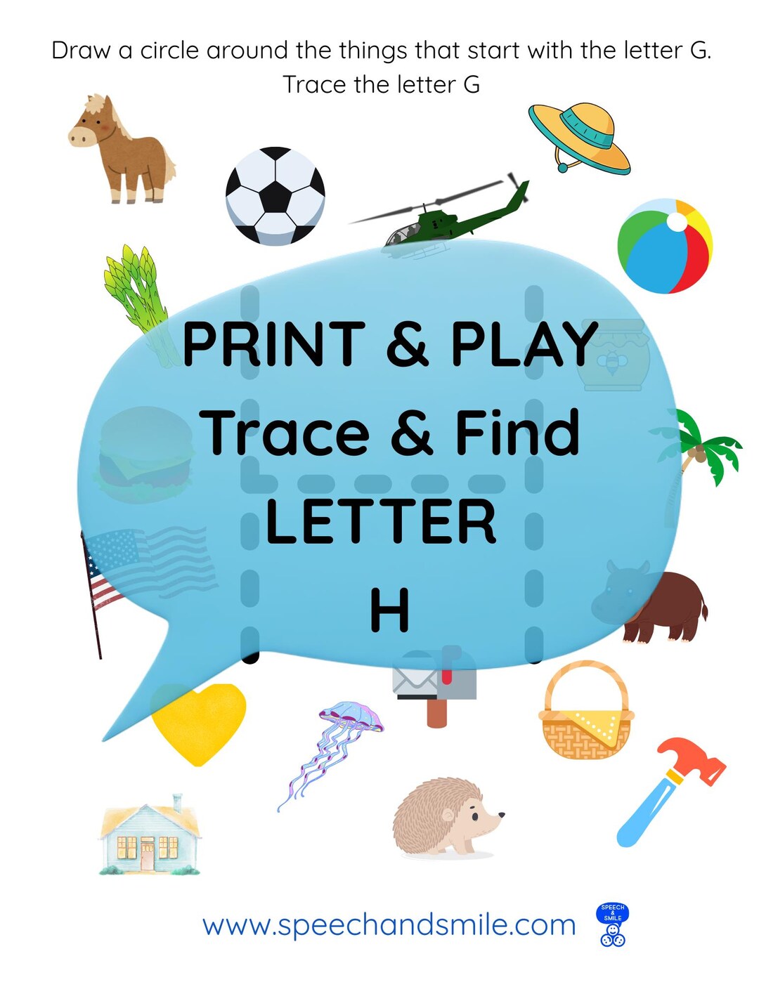 Print & Play Alphabet Worksheet - Letter H Activity Find and Circle ...