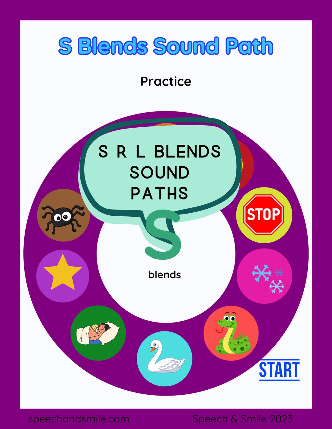 BLENDS Sound Worksheet-sound Path BLENDS Speech Therapy-articulation ...
