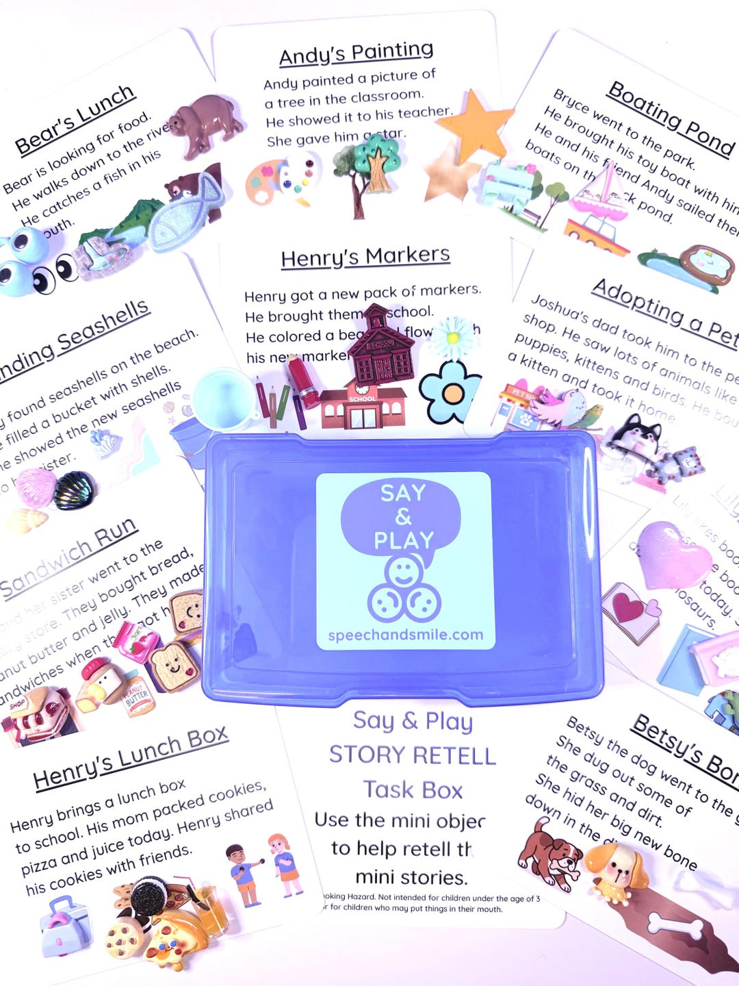 Story Recall Task Box With Mini Objects | Double-sided Story Cards ...