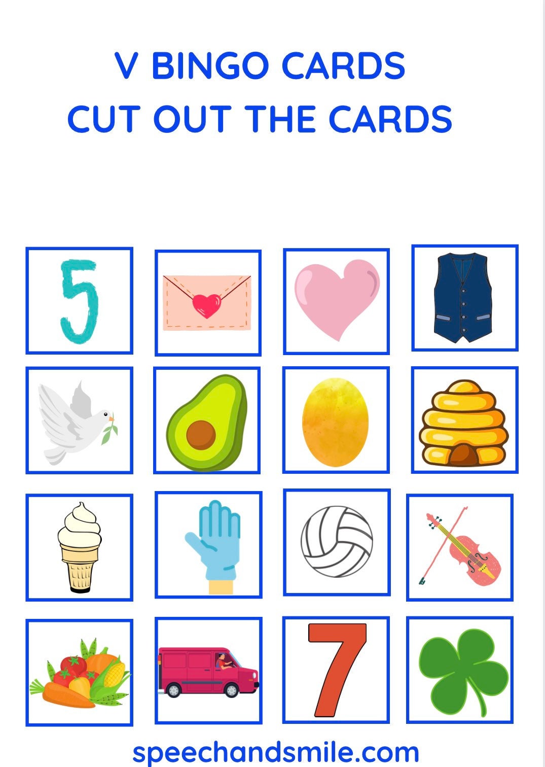 F and V Sounds Printable Bingo Matching Game-printable Speech Therapy ...