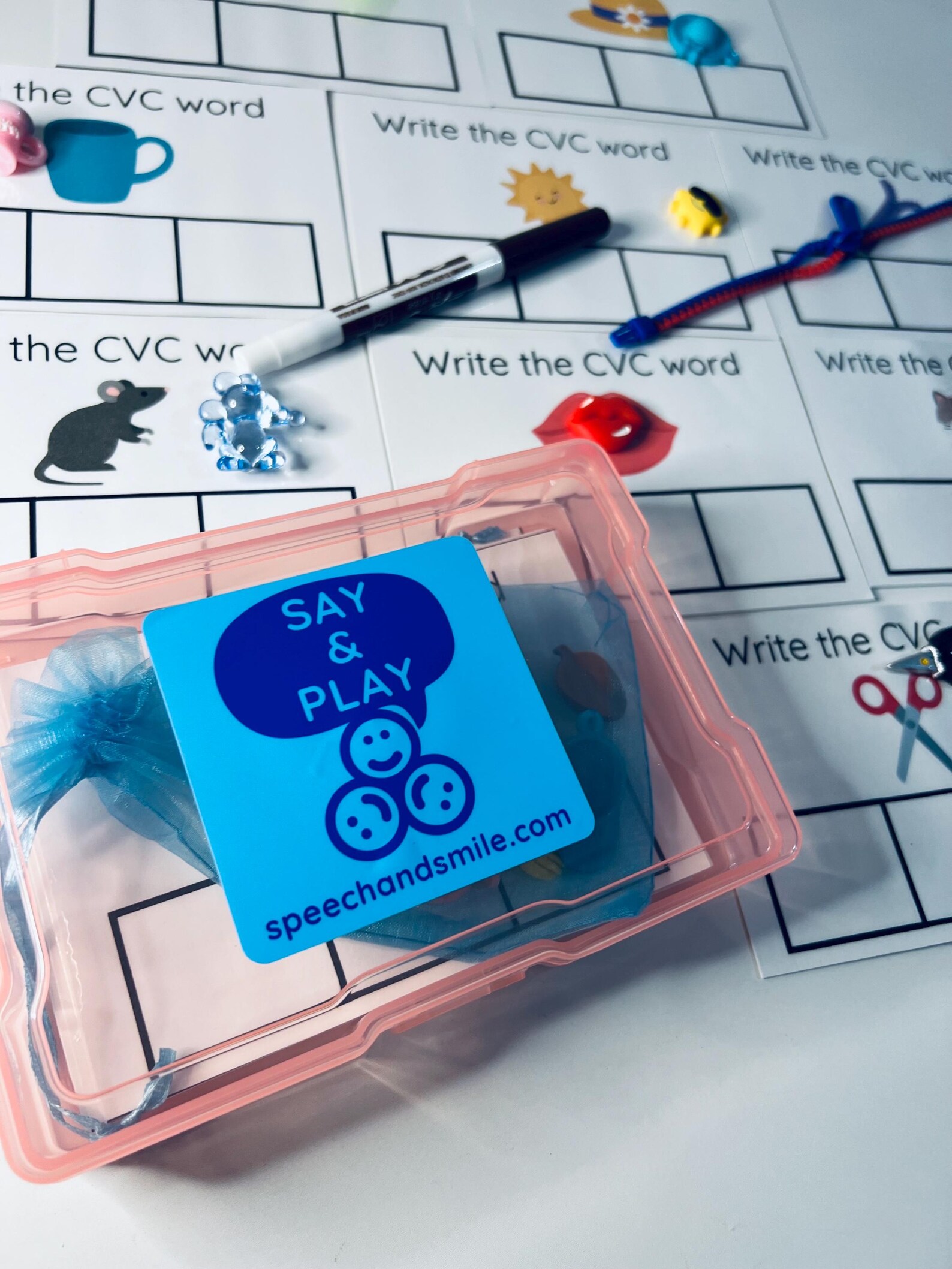 Spelling CVC Task Box Say and Play Language Task Box SPELLING Kit Mini ...