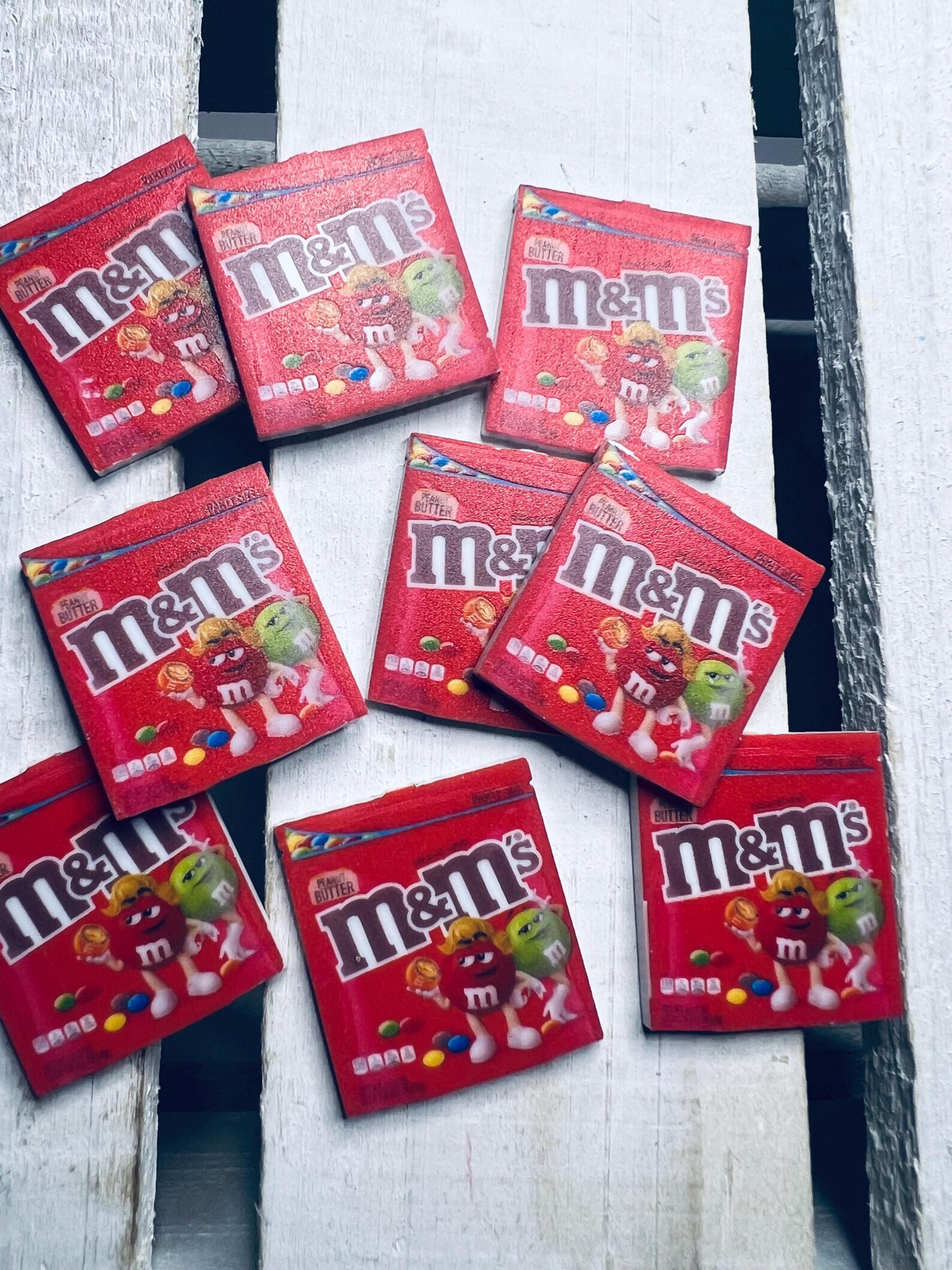 Miniature M & Ms Bag Candy Trinket Faux Chocolate Mini Brands Candy Acrylic Objects for Speech ...