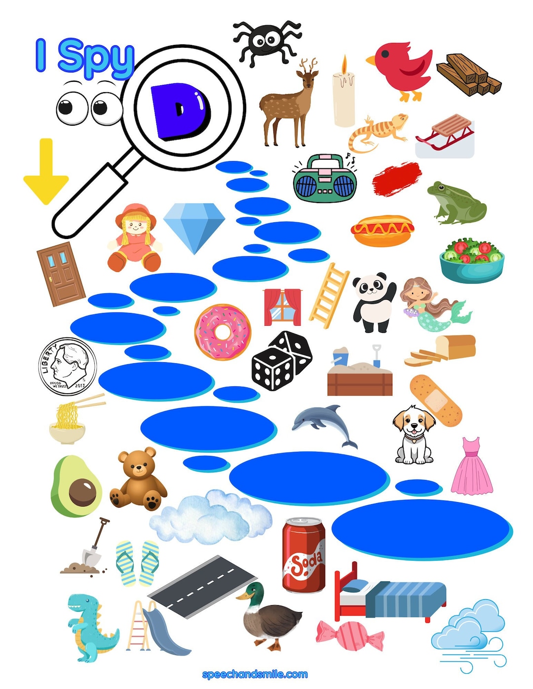 Speech Therapy I Spy D Sound Worksheet I Spy Activity Letter D ...