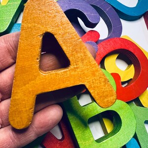 Jumbo Wooden Alphabet Letters in Carrying Bag - Set of 26 Wood Alphabet ...