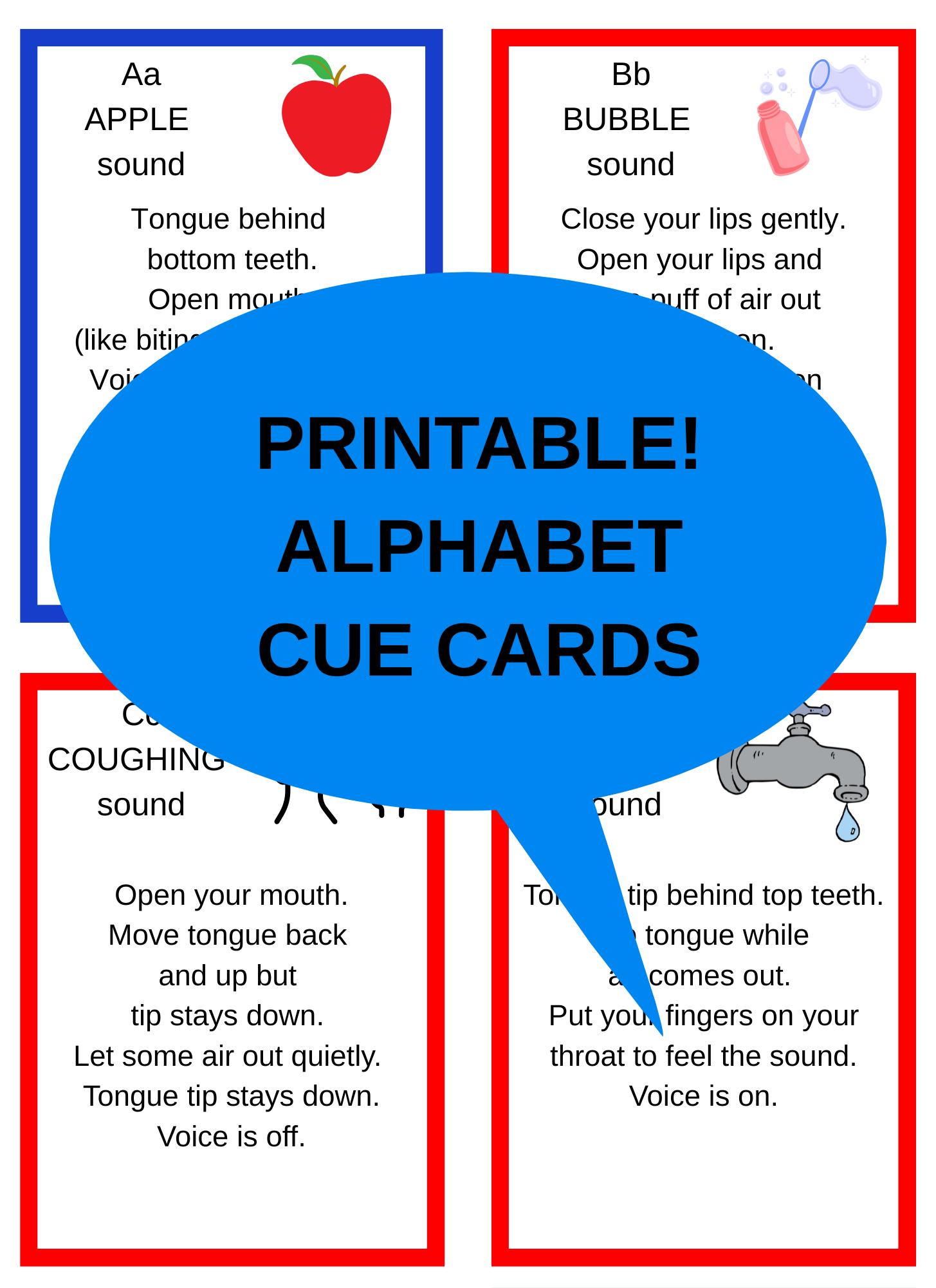 Alphabet Sound Cue Cards | Montessori Inspired | Blue Vowels, Red ...
