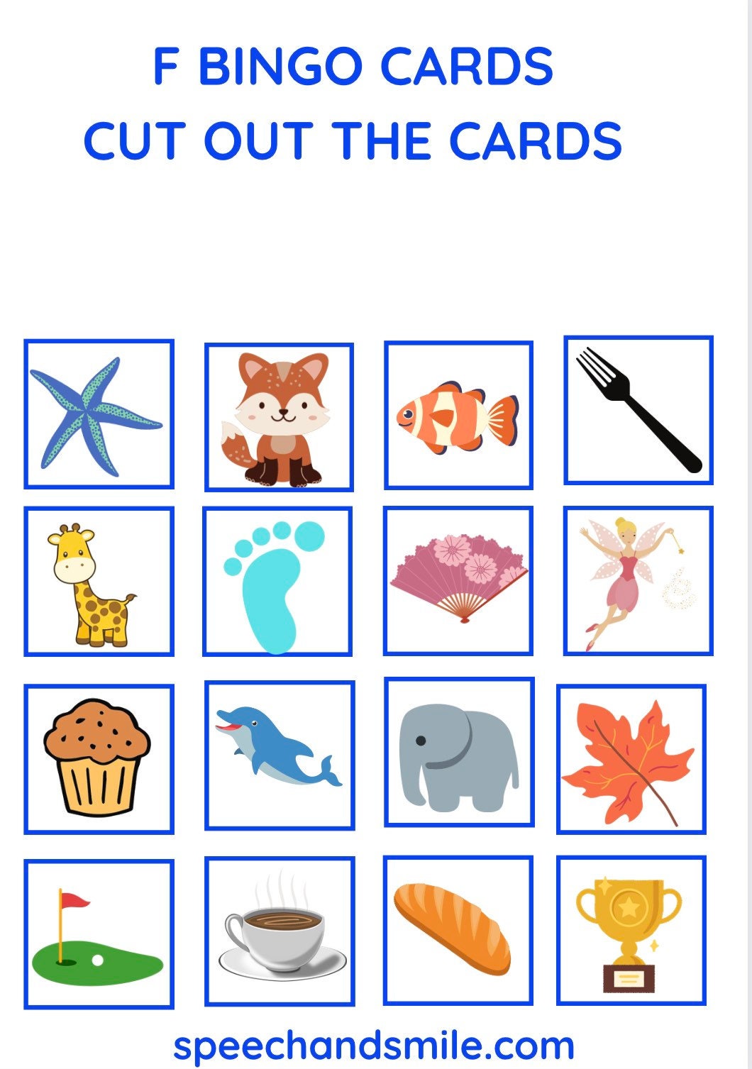 F and V Sounds Printable Bingo Matching Game-printable Speech Therapy ...