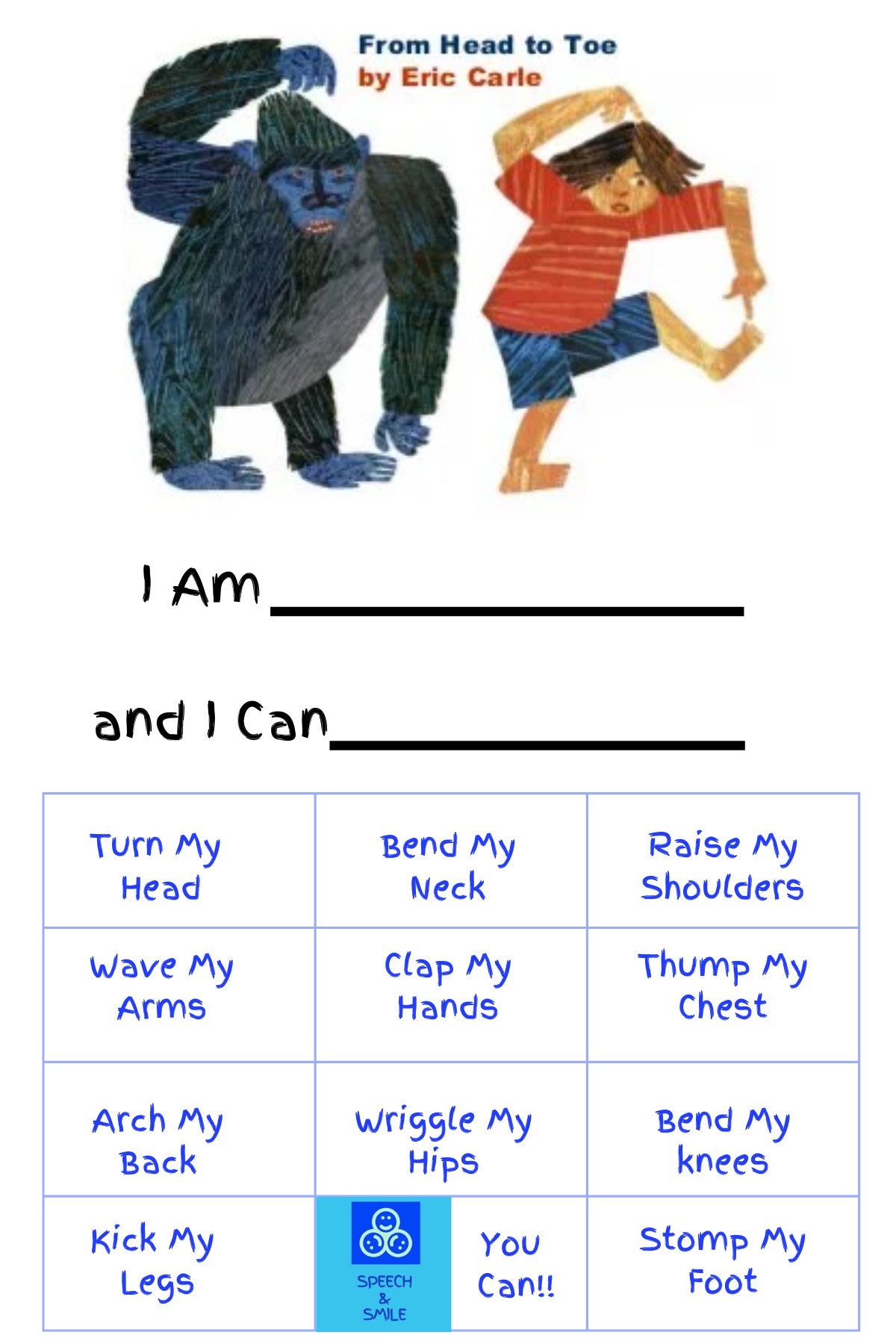 Story Kit for Book From Head to Toe-eric Carle-speech Therapy - Etsy