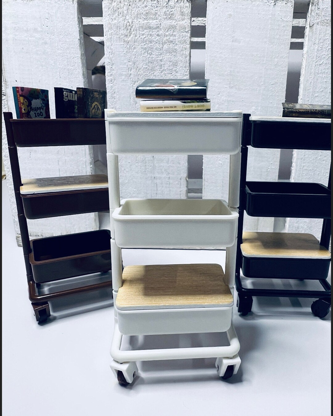 Miniature Rolling Book Cart - Toy to Use With Miniature Objects - Etsy