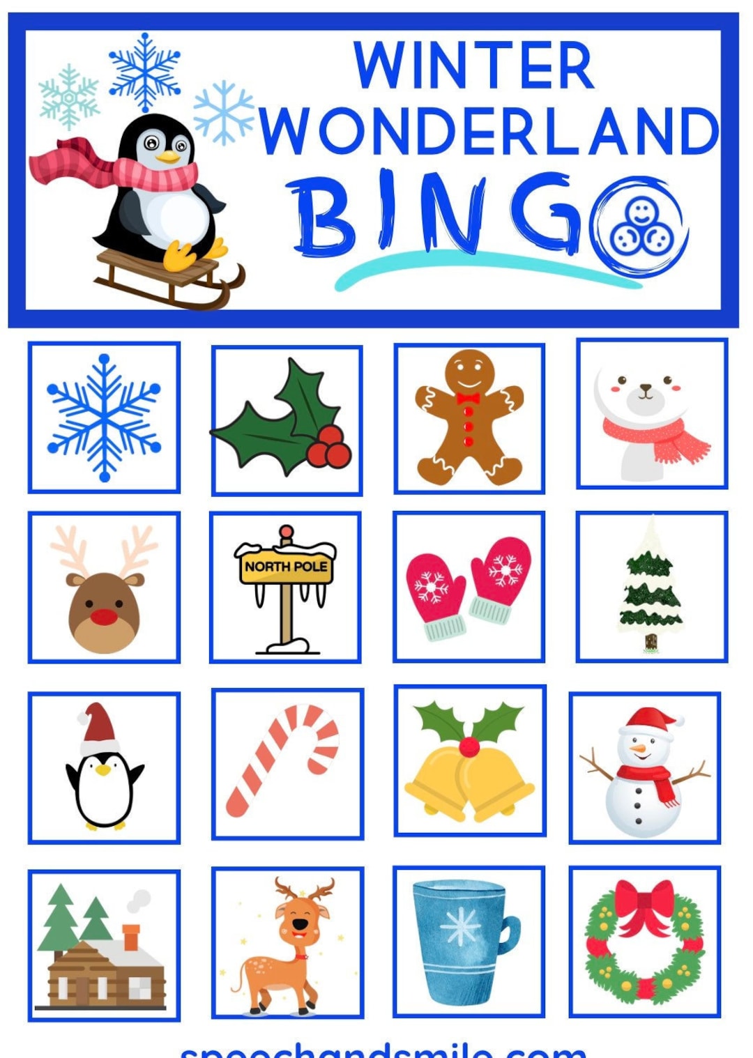 Winter Printable Matching Game-winter Theme Printable Bingo Boards ...