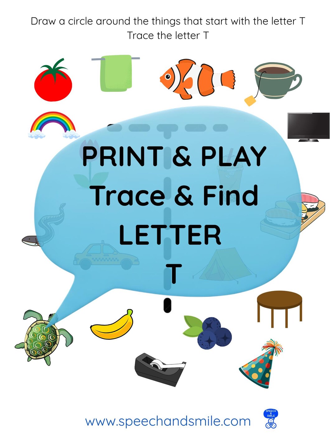 Print & Play Alphabet Worksheet - Letter T Activity Find and Circle ...