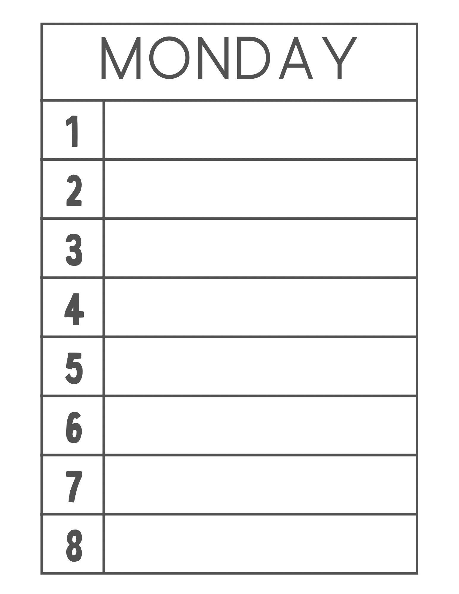 Visual Days Week Schedule for Writers Digital Download-routine Chart-to ...