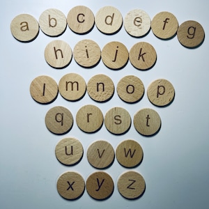 Wooden Alphabet Letters WITH OBJECTS -montessori Letter Rounds-english ...