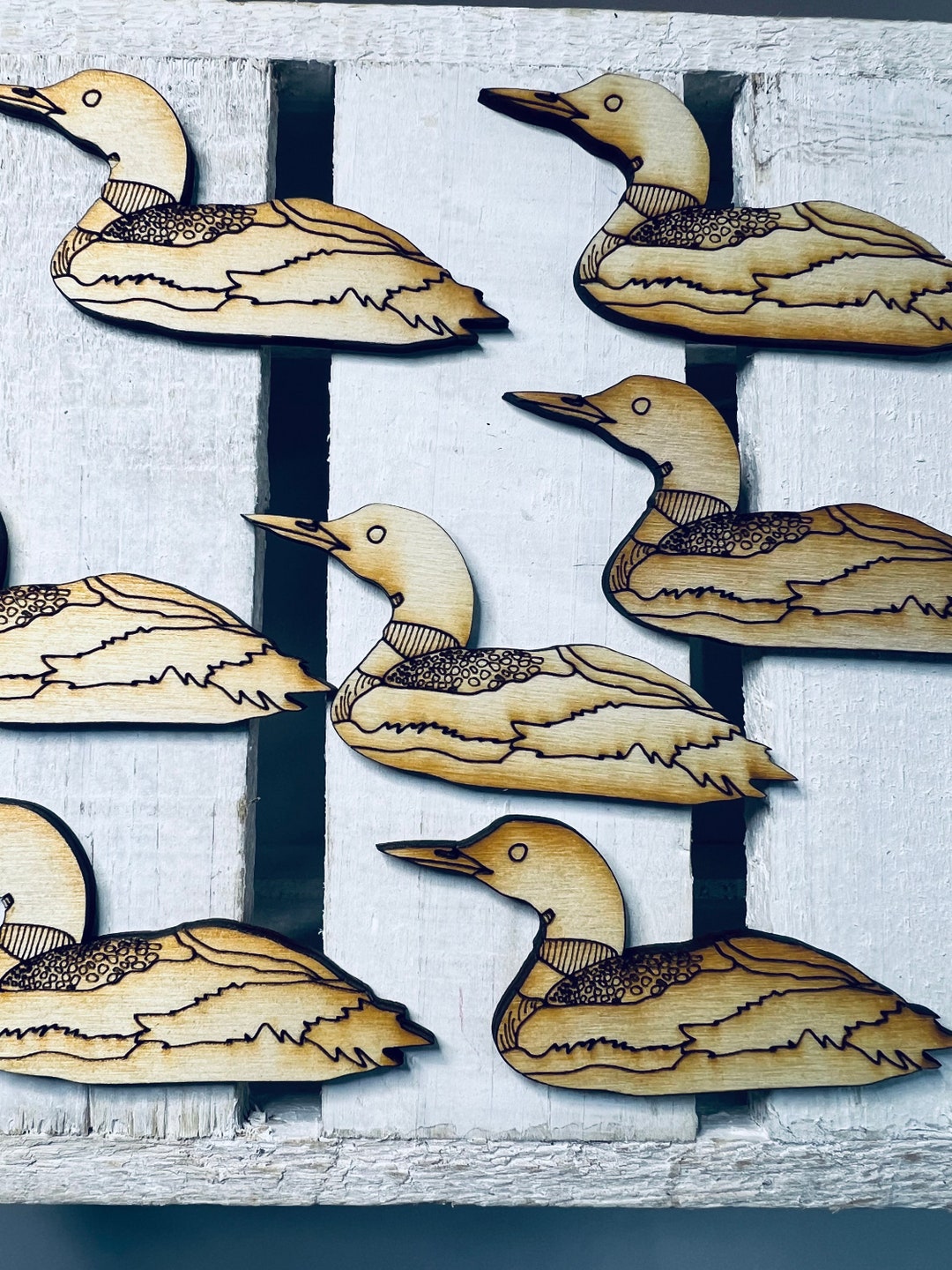 Woodcut Miniature Loon Object Mini Wood Mallard Duck Object Montessori ...