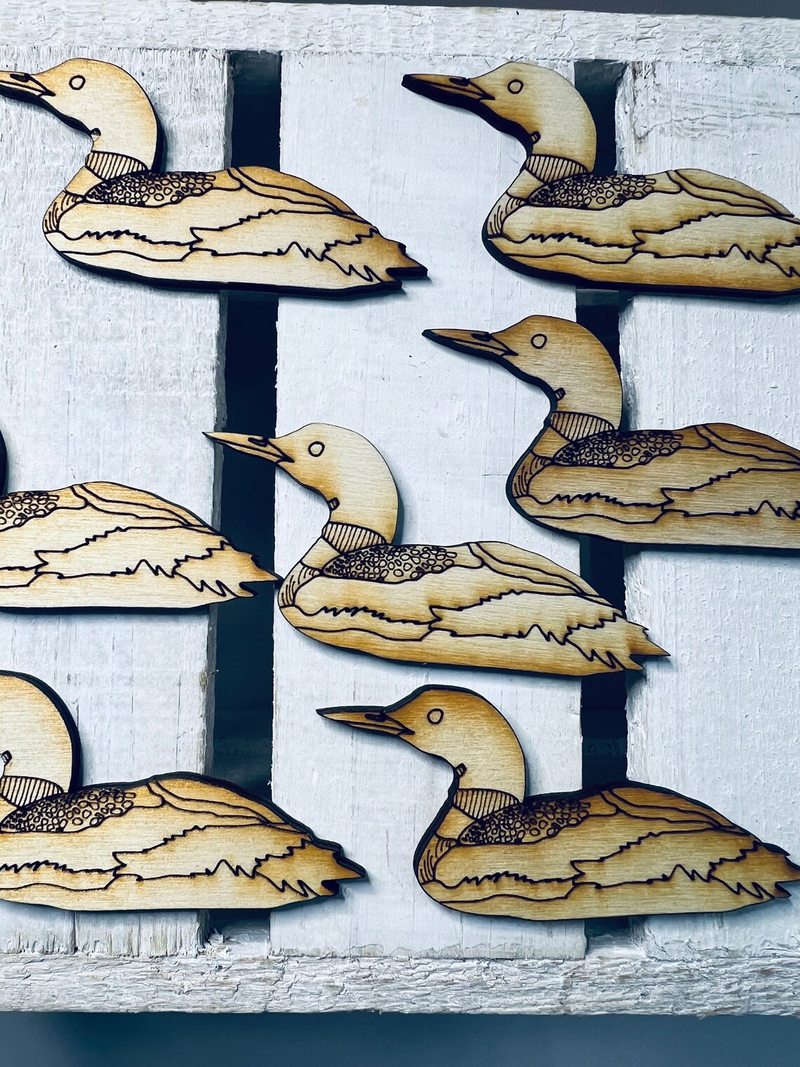 Woodcut Miniature Loon Object Mini Wood Mallard Duck Object Montessori ...