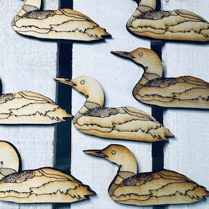 Woodcut Miniature Loon Object Mini Wood Mallard Duck Object Montessori ...