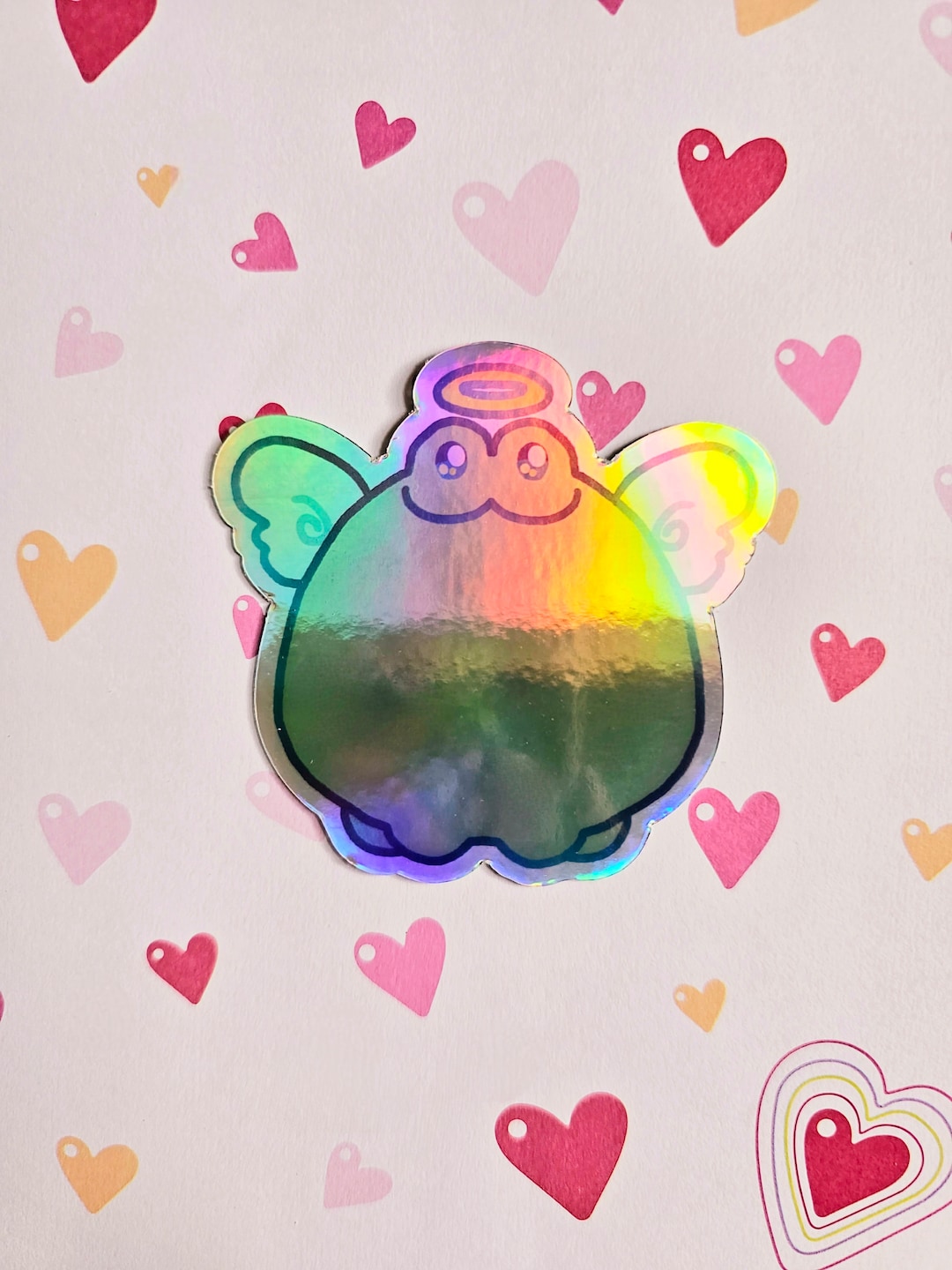 Adorable Frog Angel Holographic Vinyl Waterproof Dishwasher Safe ...