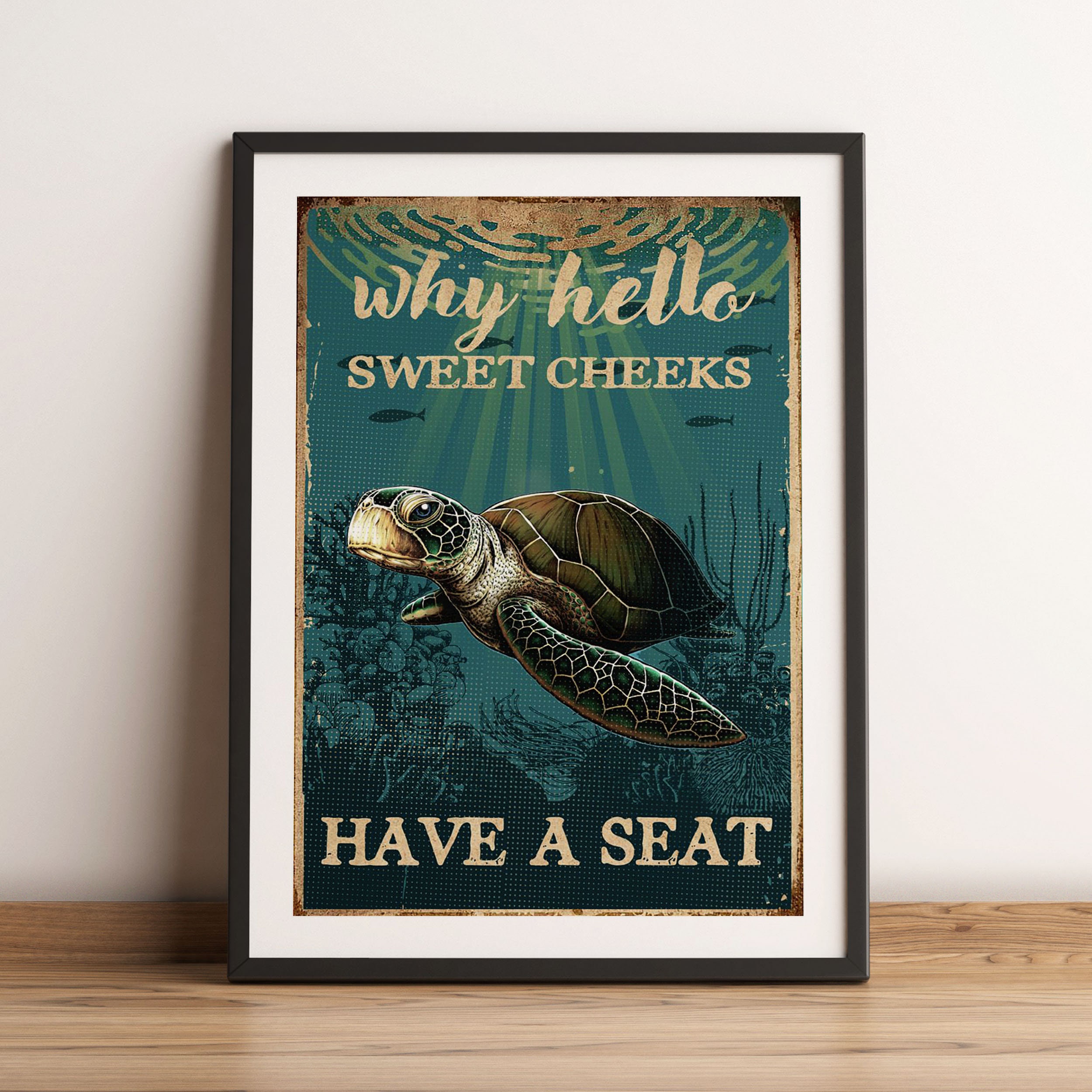 Sea Turtle Poster Sea Turtle Prints Art Sea Turtle Bathroom | Etsy