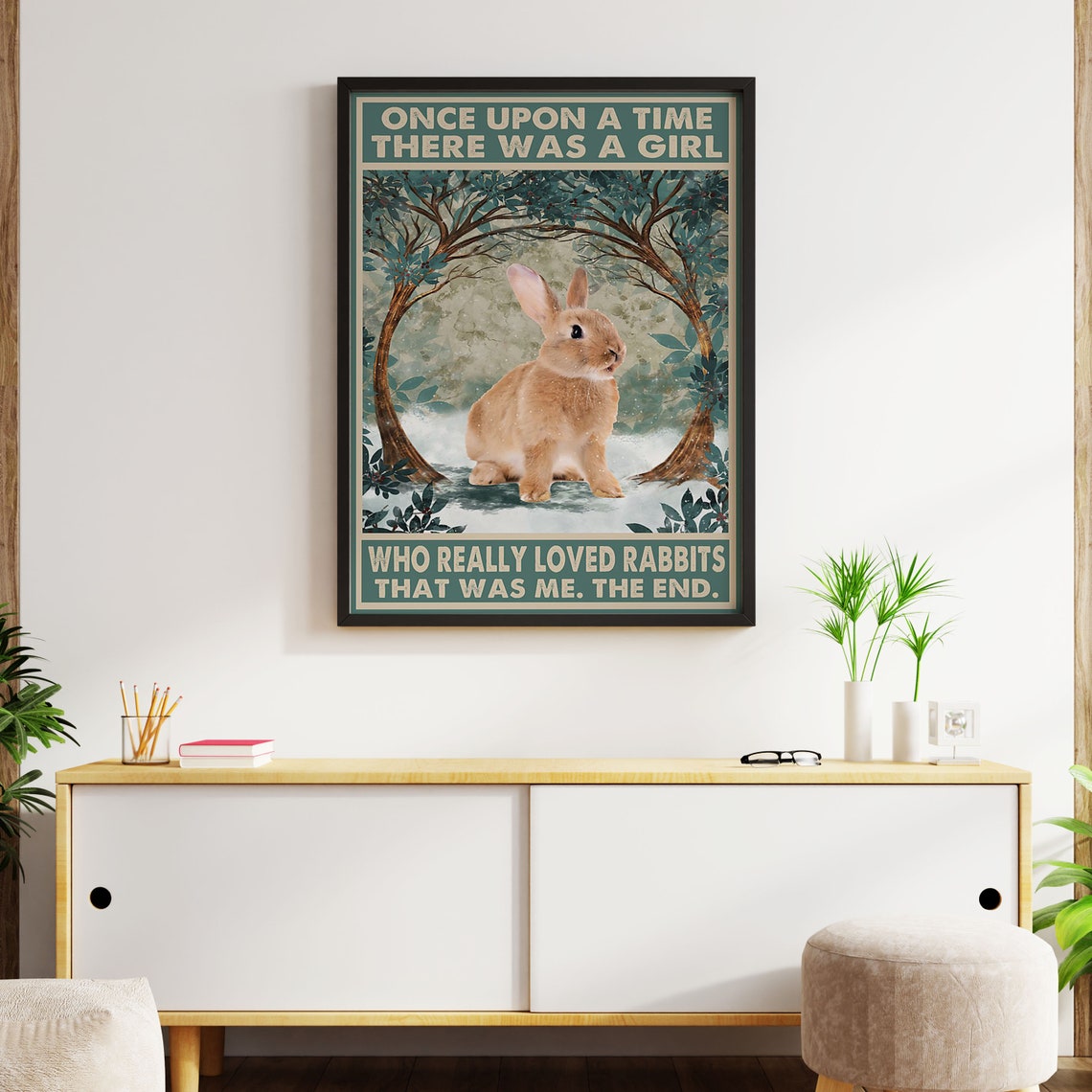 Rabbit Poster Rabbit Prints Art Vintage Rabbit Decor Bunny | Etsy