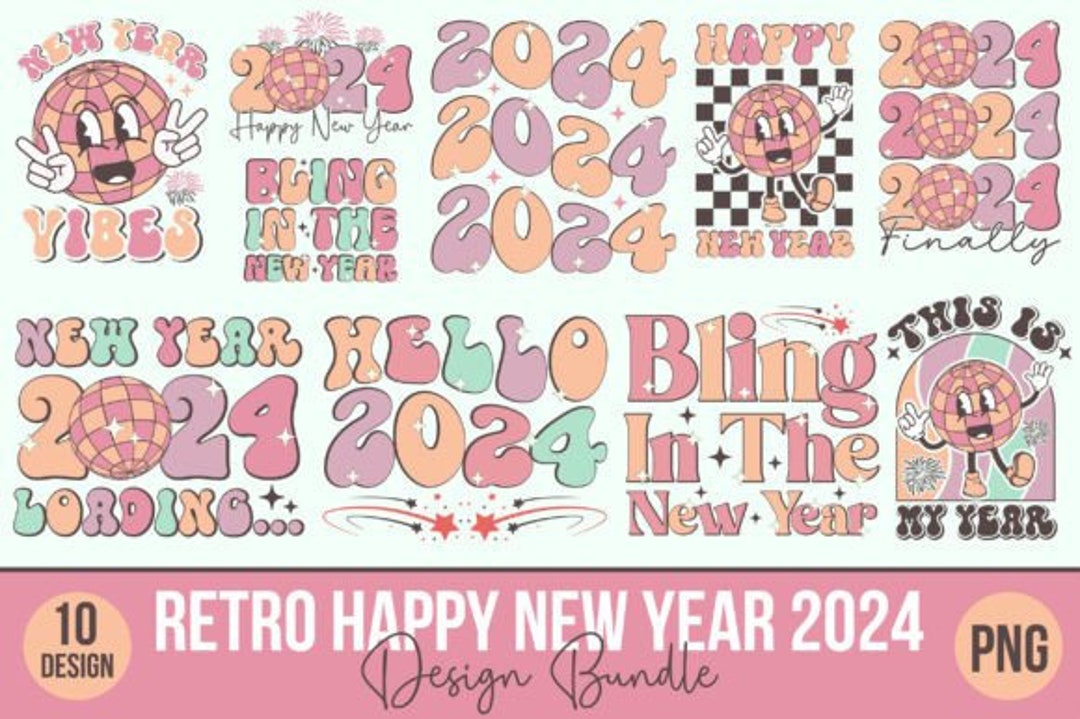 Retro New Years 2024 Svg Instant Download - Etsy Australia