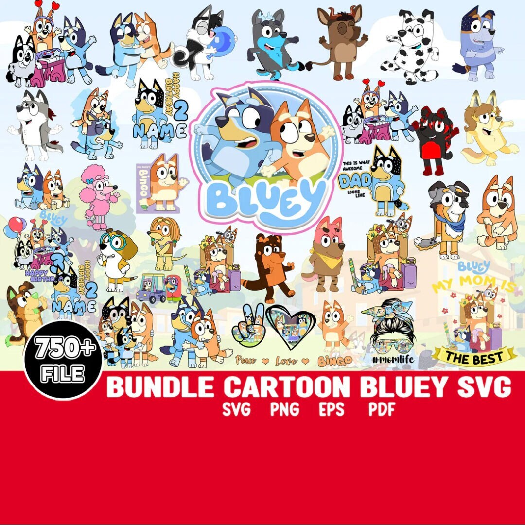 750 Bluey Svg, Bluey Vector, Bluey Alphabeth, Bluey Cutfile, Bluey ...