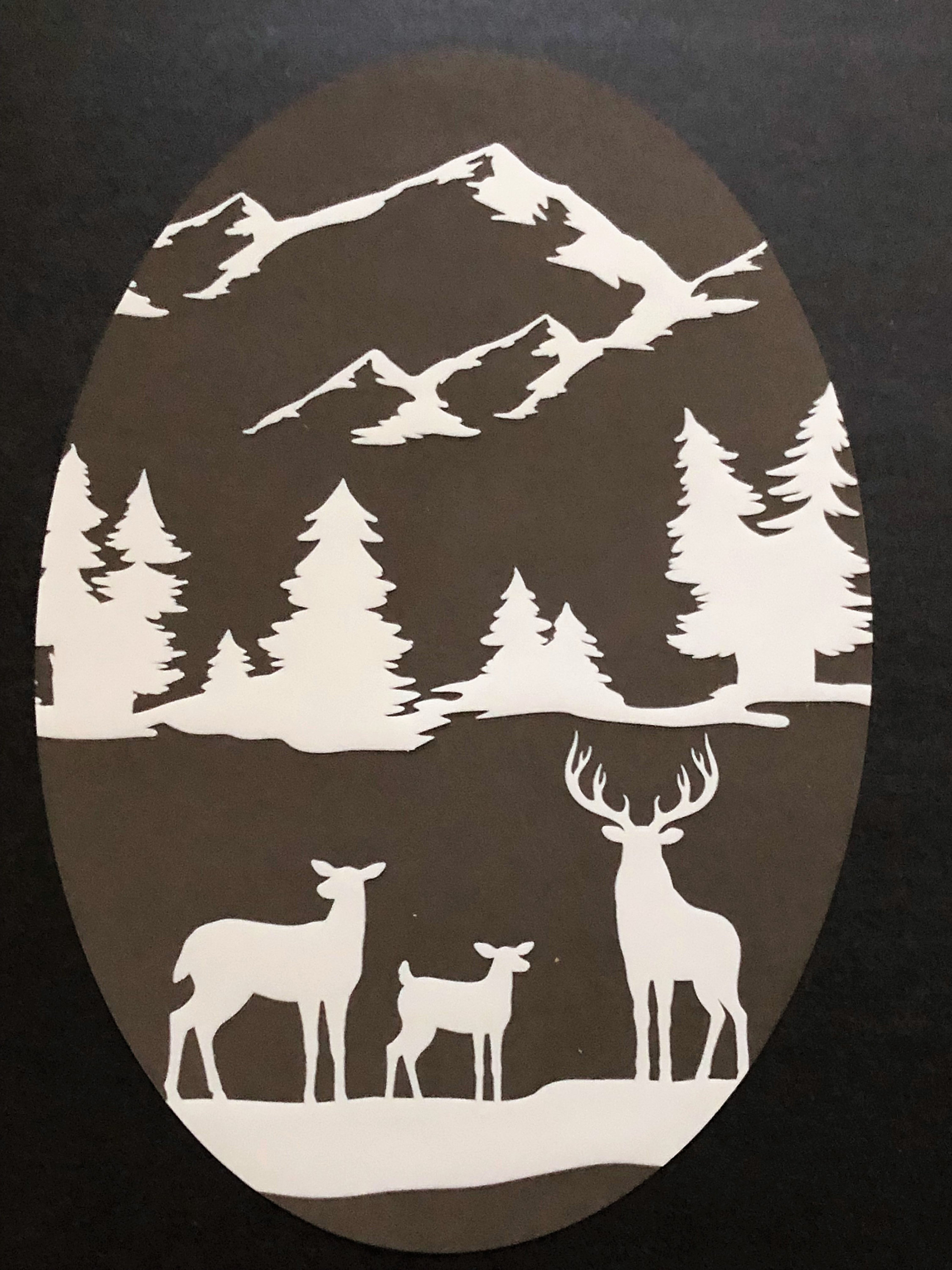 Deer Family Window Cling Vinyl etched Glass Decorative Decal 8 X 12 ...