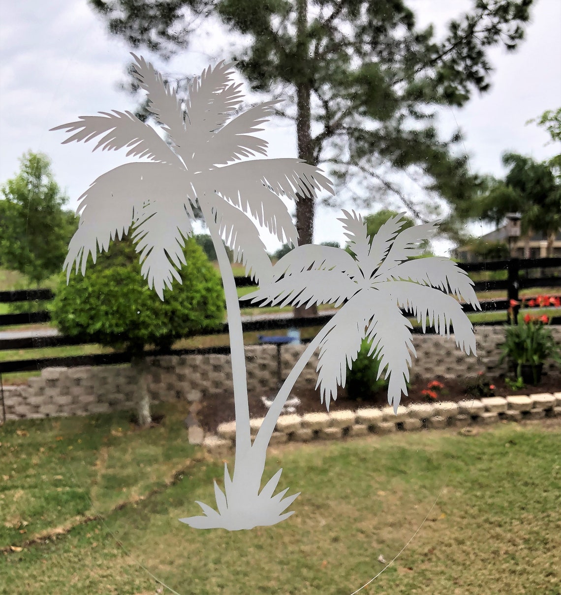 Palm Tree Window Cling Vinyl “etched” Glass Cling Decal – 8” X 12 ...