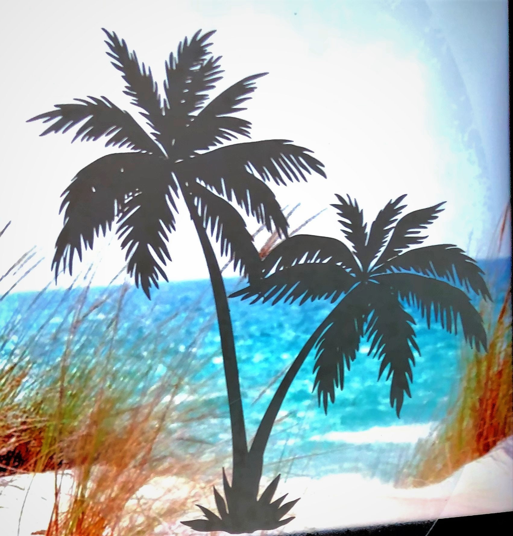 Palm Tree - Decorative Window Cling Vinyl “etched” Glass Decal – 8” X ...