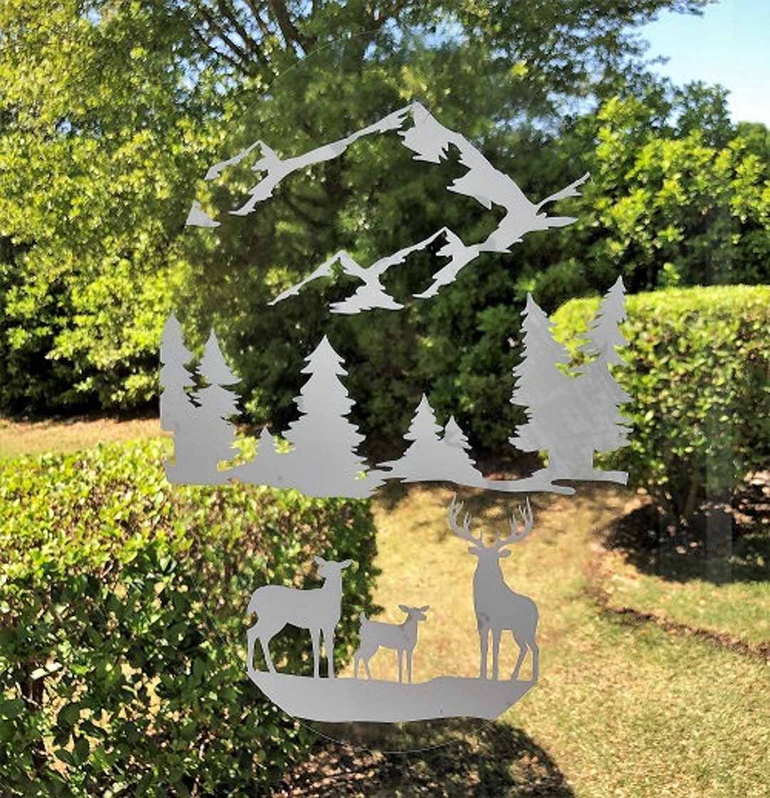 Deer Family Window Cling Vinyl “etched” Glass Decorative Decal – 8” X ...