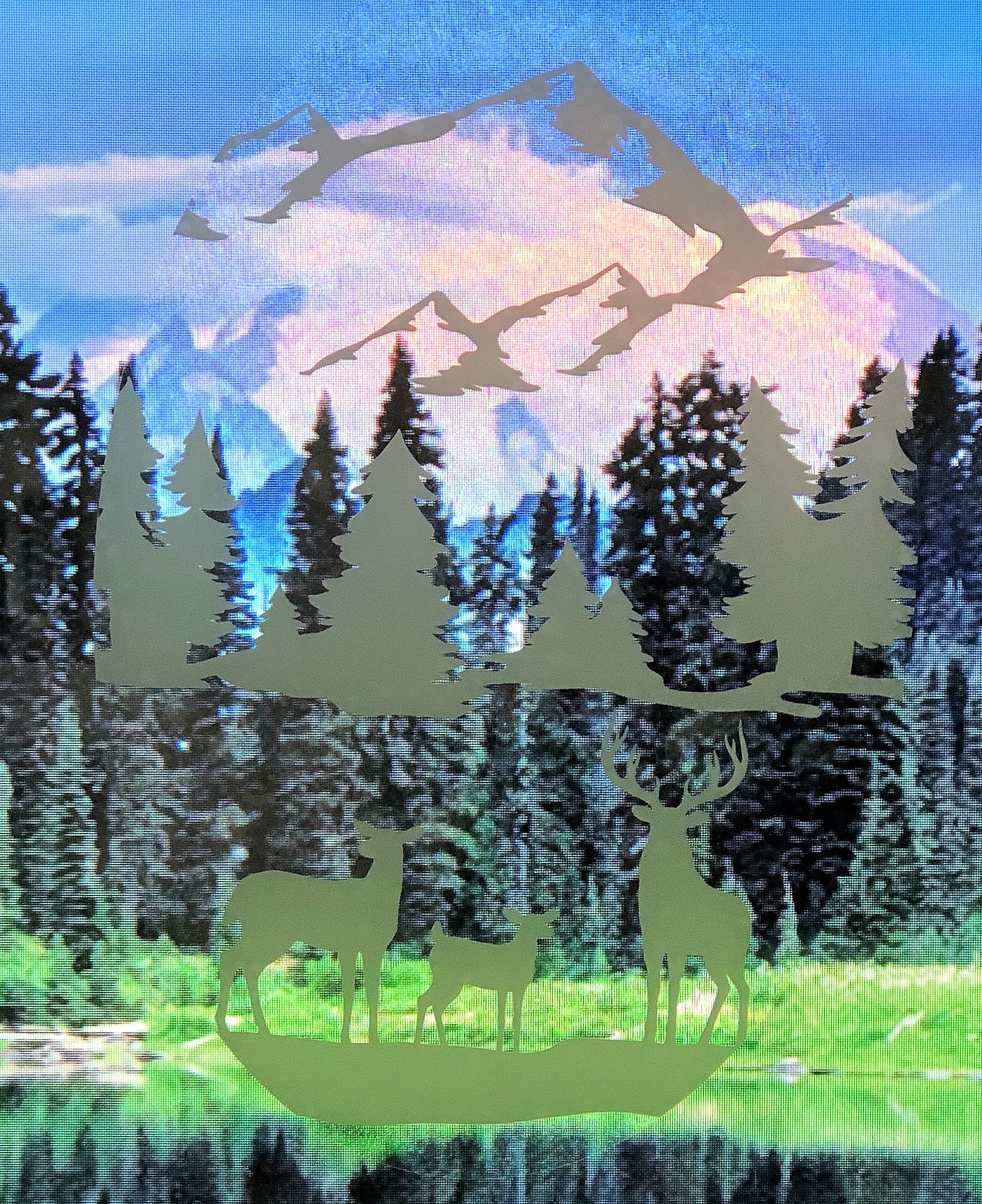 Deer Family Window Cling Vinyl “etched” Glass Decorative Decal – 8” X ...