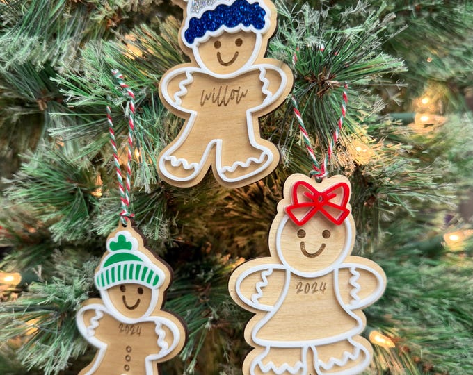 Personalized Gingerbread Boy and Girl Ornament, Name Ornament ...