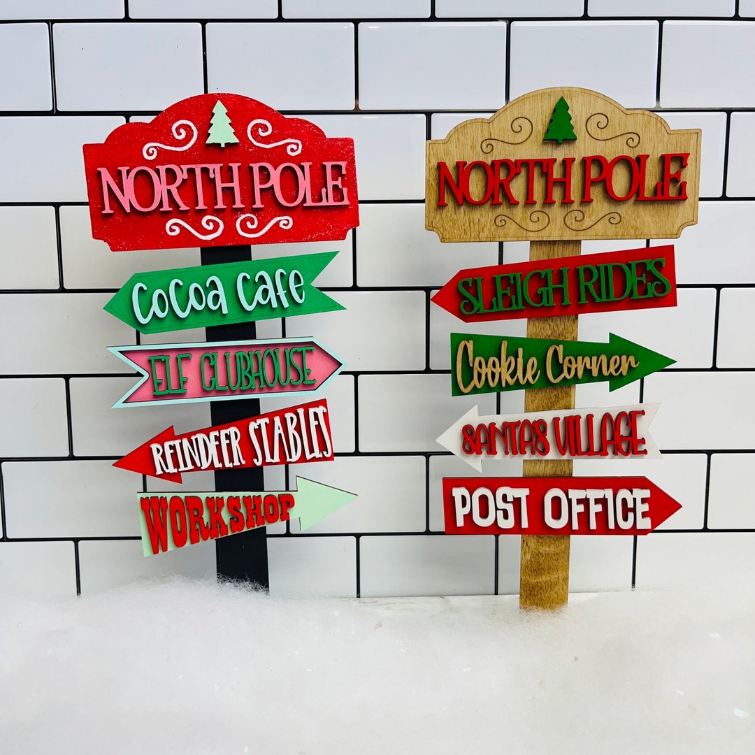 North Pole Christmas Street Sign - Etsy