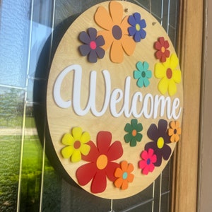 Spring & Summer Floral Door Hanger - Welcome Sign - Door Decor - Etsy