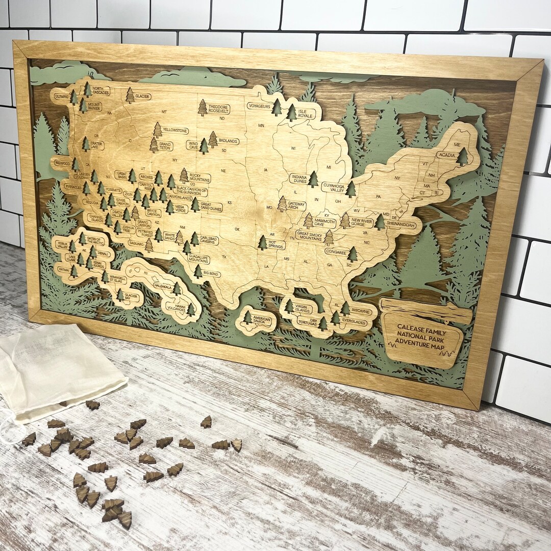 National Park Adventure Travel Map - US National Park Travel Map - Etsy