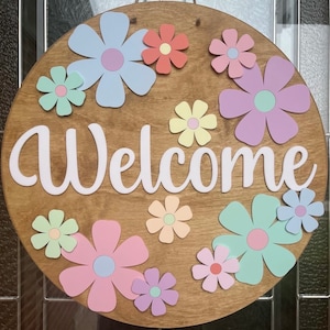 Spring & Summer Floral Door Hanger - Welcome Sign - Door Decor - Etsy