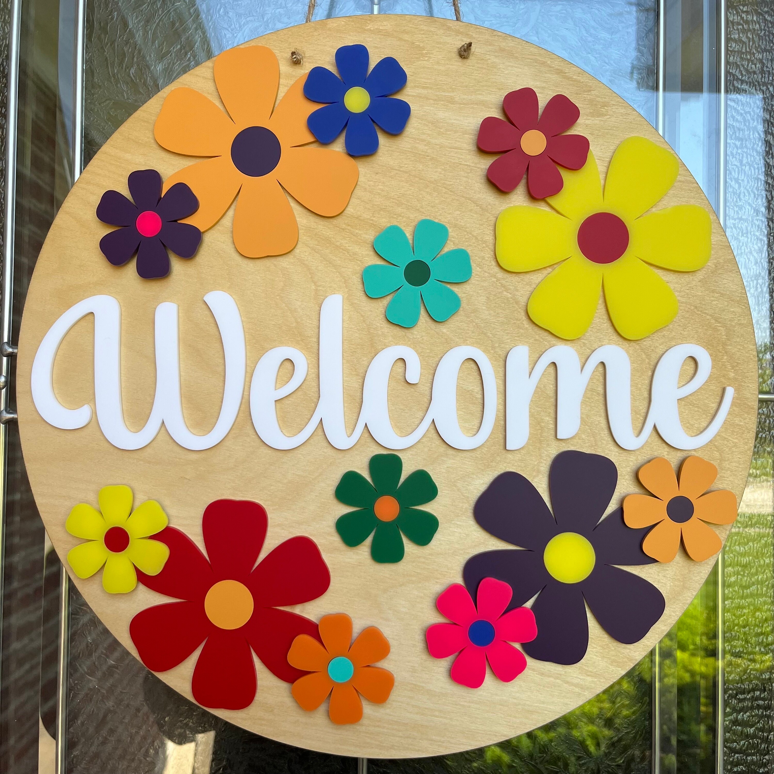 Spring & Summer Floral Door Hanger - Welcome Sign - Door Decor - Etsy