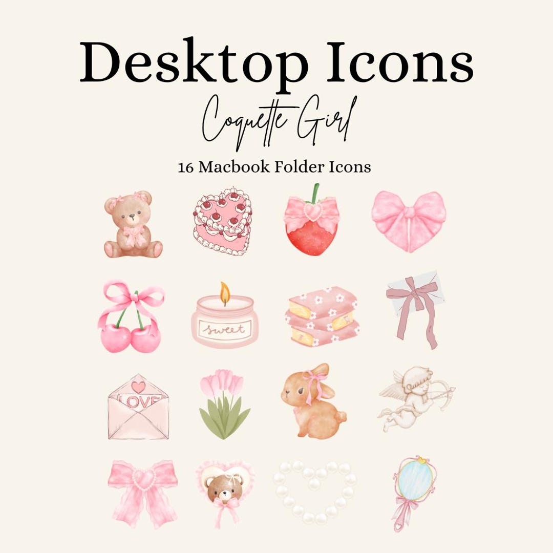 Coquette Girl MacBook Folder Icons: Pink Desktop Organizer (PNG) - Etsy