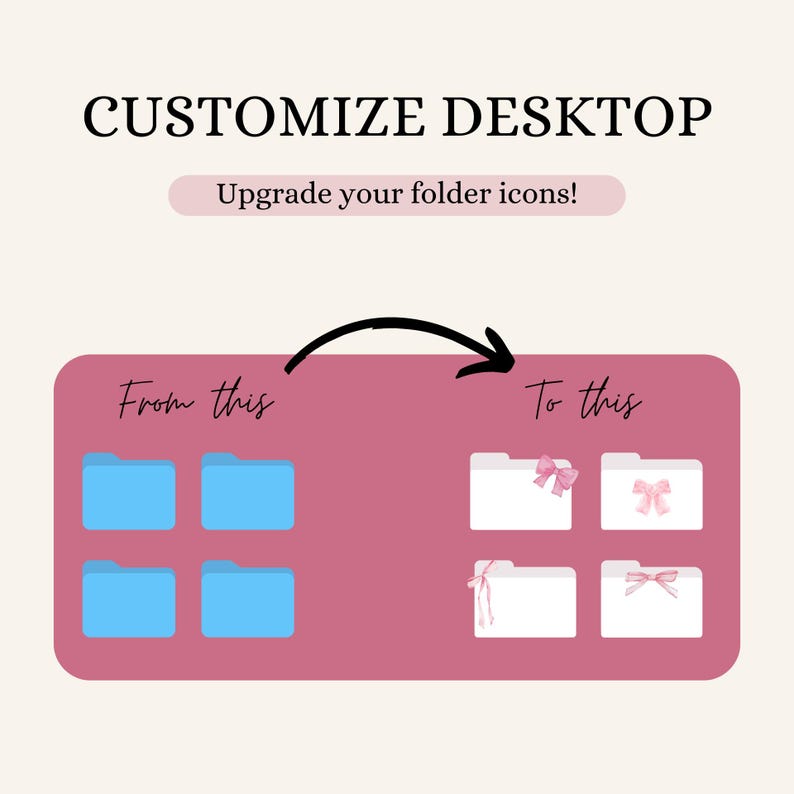 Pink Bows MacBook Folder Icons: Desktop Organizer (PNG Icons) - Etsy