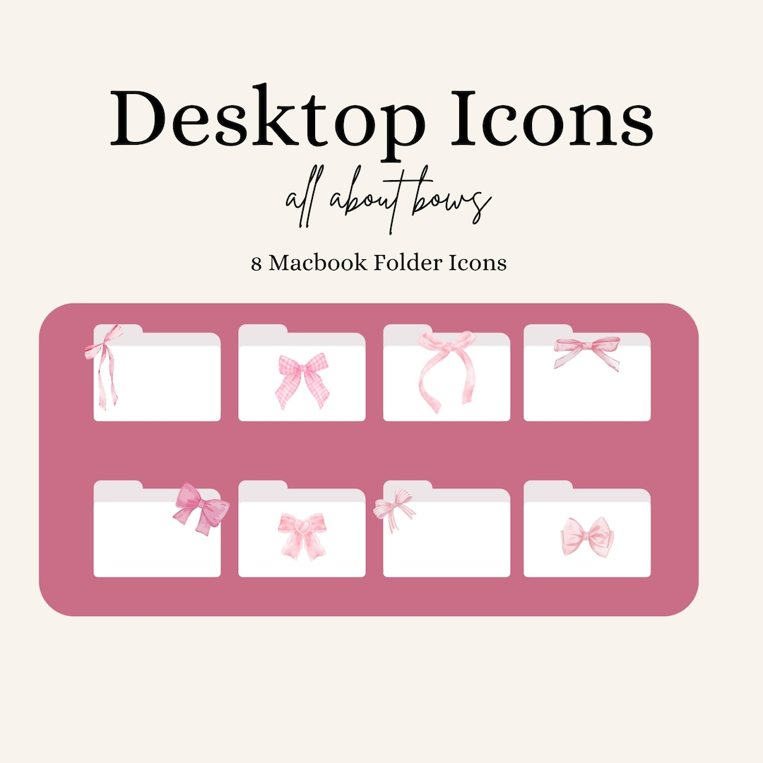 Pink Bows MacBook Folder Icons: Desktop Organizer (PNG Icons) - Etsy